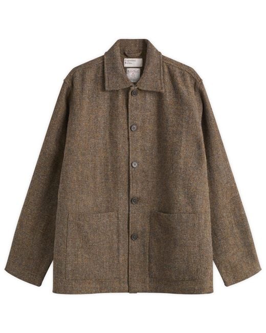 Universal Works Harris Tweed Plaid Easy Jacket in Brown for Men | Lyst