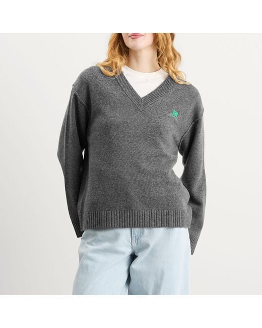 Ganni Core Future Wool Mix V-Neck Jumper in Grey | Lyst UK