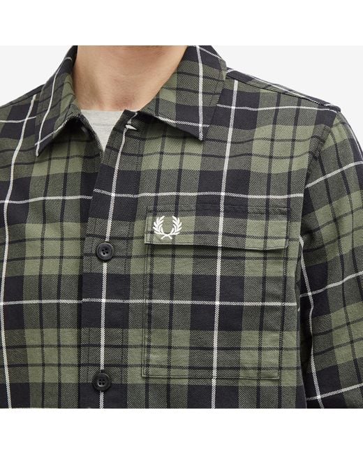 Fred Perry Check Overshirt in Gray for Men | Lyst