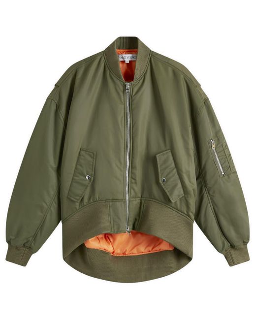 JW Anderson Oversized Curved Hem Bomber Jacket in Green for Men | Lyst
