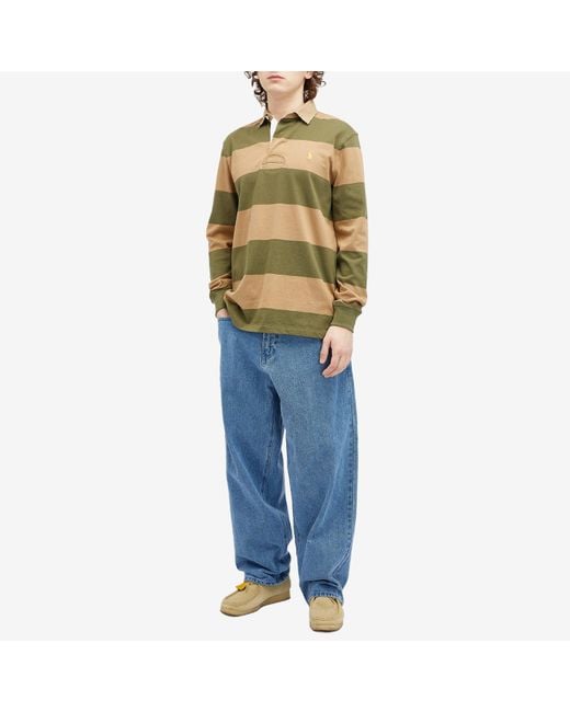 Polo Ralph Lauren Long Sleeve Stripe Rugby Shirt in Green for Men | Lyst