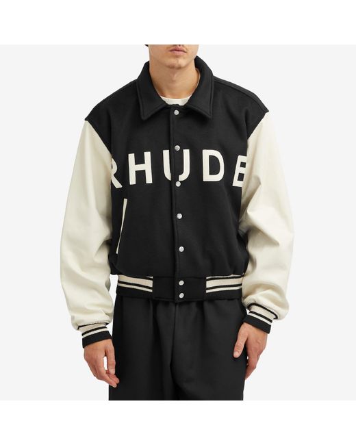 Rhude Collegiate Varsity Jacket in Black for Men | Lyst