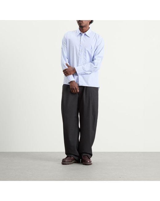 Universal Works Office Stripe Square Pocket Shirt in Blue for Men | Lyst