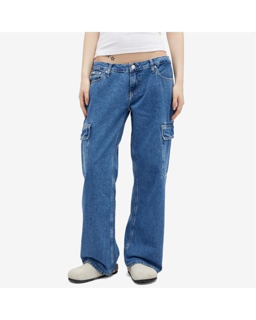 Calvin Klein Extreme Low Rise Baggy Cargo in Blue | Lyst