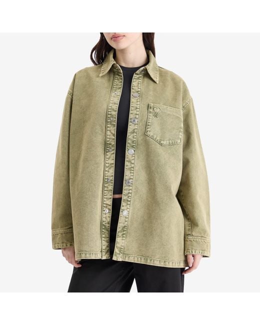 Ami Paris Adc Denim Overshirt in Green | Lyst