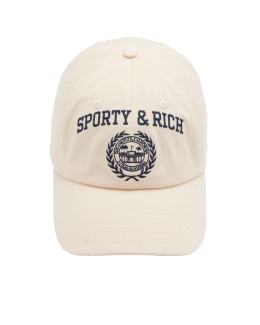 Sporty & Rich Varsity Crest Embroidered Cap in White | Lyst
