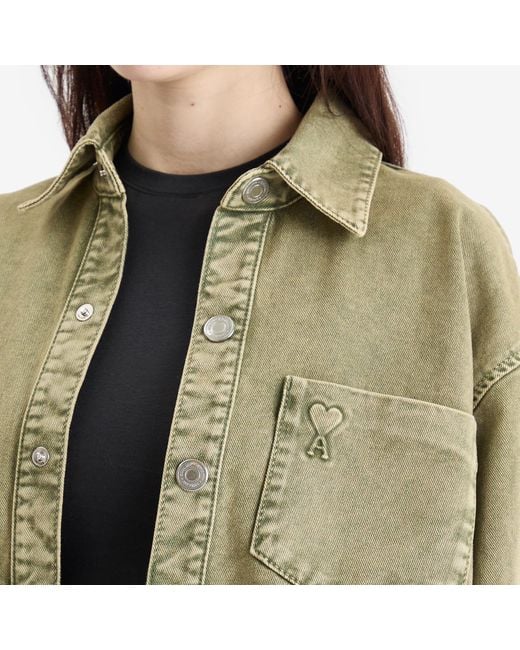 Ami Paris Adc Denim Overshirt in Green | Lyst