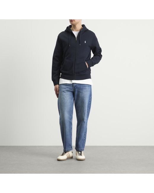 Polo Ralph Lauren Double Knit Tech Zip Hoodie in Blue for Men | Lyst