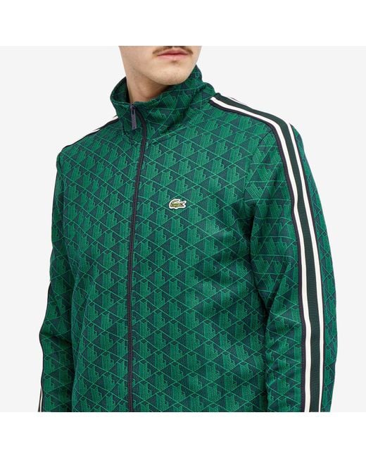Lacoste Monogram Track Jacket in Green for Men | Lyst