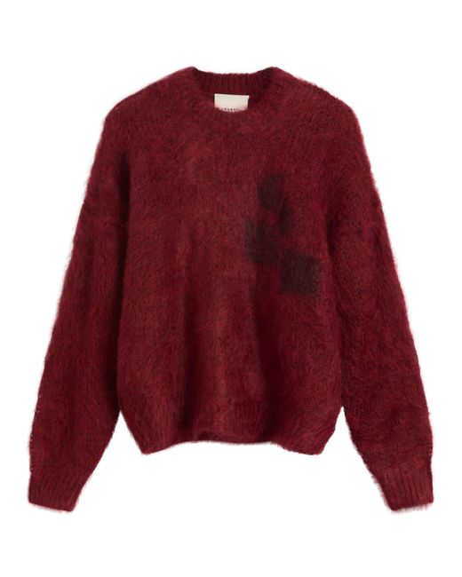 Isabel Marant Mirella Fluffy Logo Knit in Red | Lyst UK