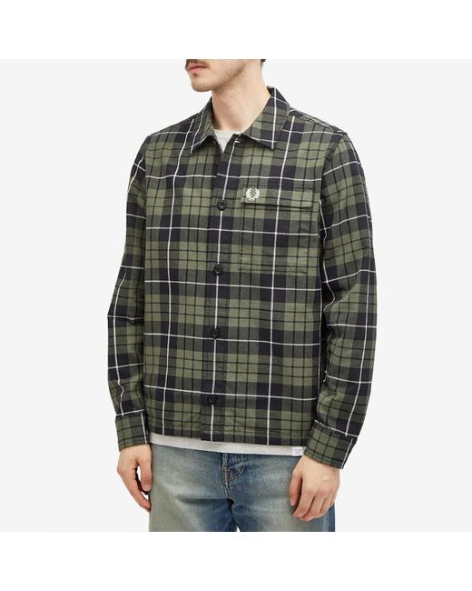 Fred Perry Check Overshirt in Gray for Men | Lyst