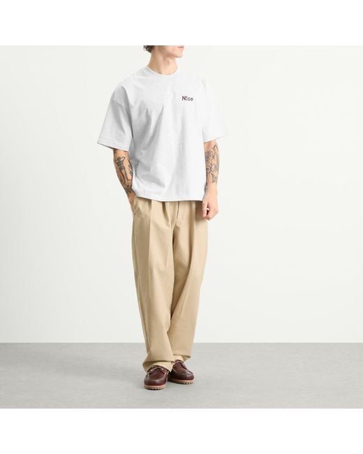 N!CE Embroidered Logo T-Shirt in White for Men | Lyst UK