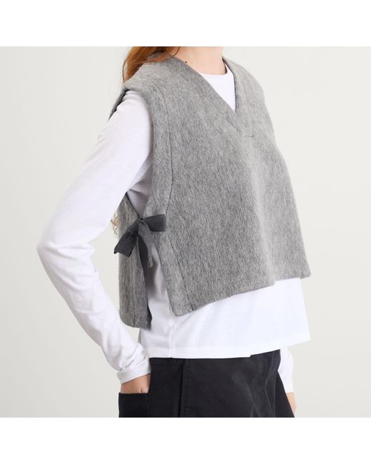 Girls Of Dust Vee Mohair Fleece Vest in Gray | Lyst