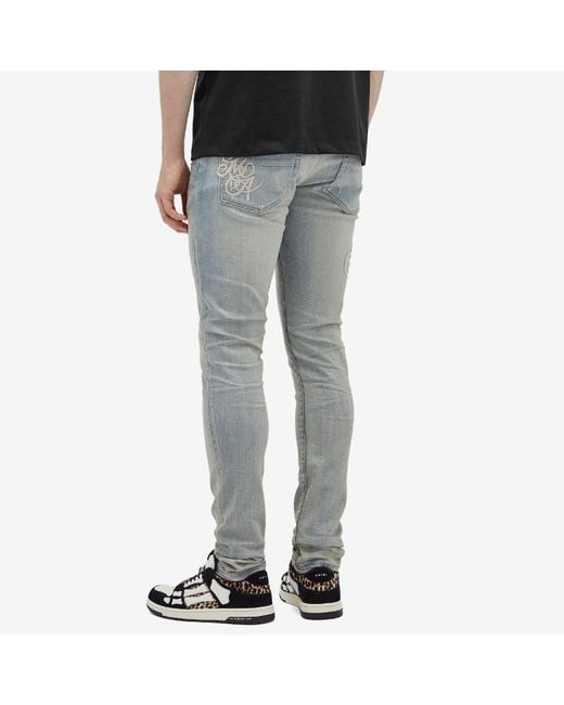 Amiri Script Logo Jeans in Blue for Men | Lyst
