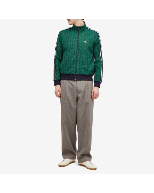 Lacoste Monogram Track Jacket in Green for Men | Lyst