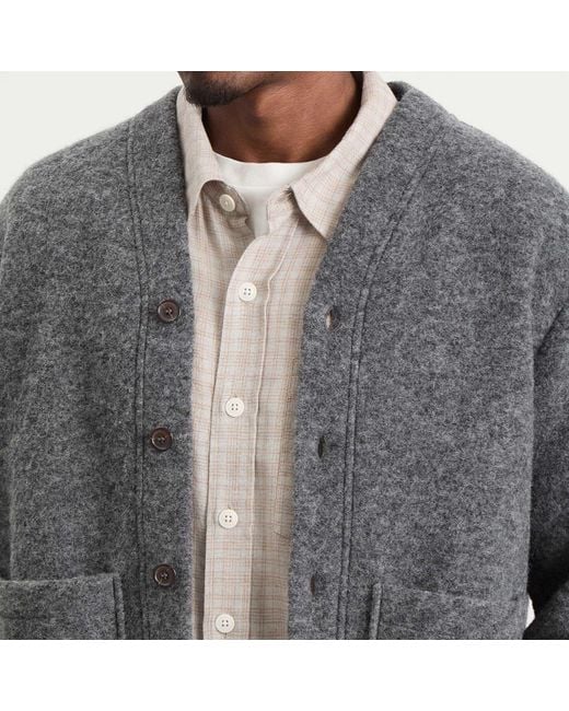 Universal Works Wool Fleece Advance Cardigan in Grey for Men | Lyst UK