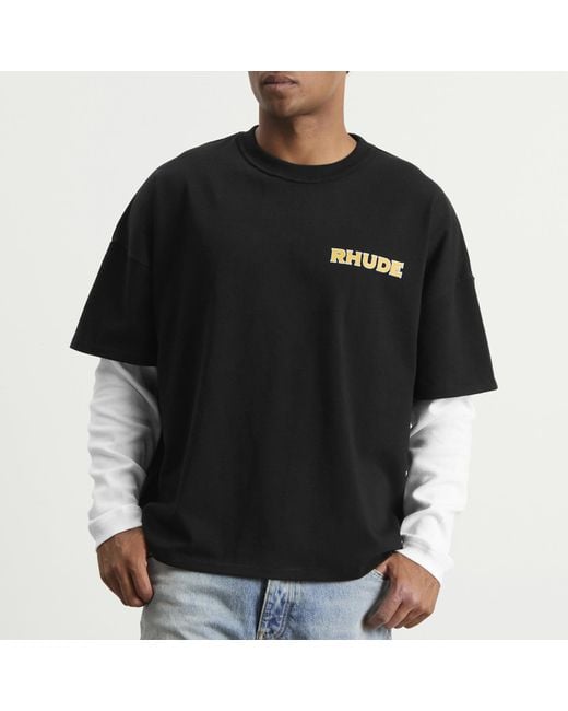 Rhude Steel Double-Layered T-Shirt in Black for Men | Lyst UK