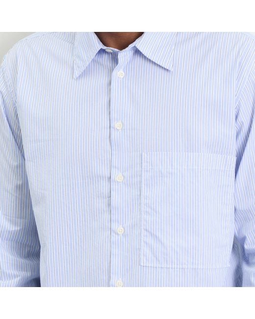 Universal Works Office Stripe Square Pocket Shirt in Blue for Men | Lyst