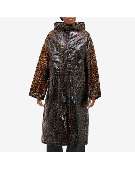 Stand Studio Sylvie Leopard Raincoat in Brown | Lyst UK