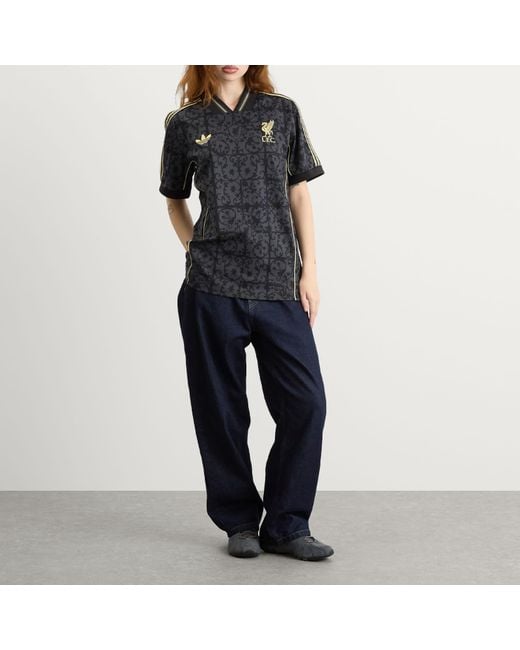 adidas Liverpool Fc. Lifestyler Jersey Top in Black | Lyst UK