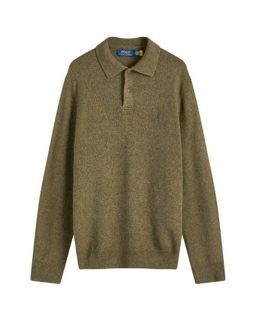 Polo Ralph Lauren Standard Fit Long Sleeve Knit Polo in Green for Men | Lyst