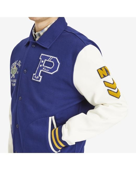 Polo Ralph Lauren Athletic Club Varsity Jacket in Blue for Men | Lyst