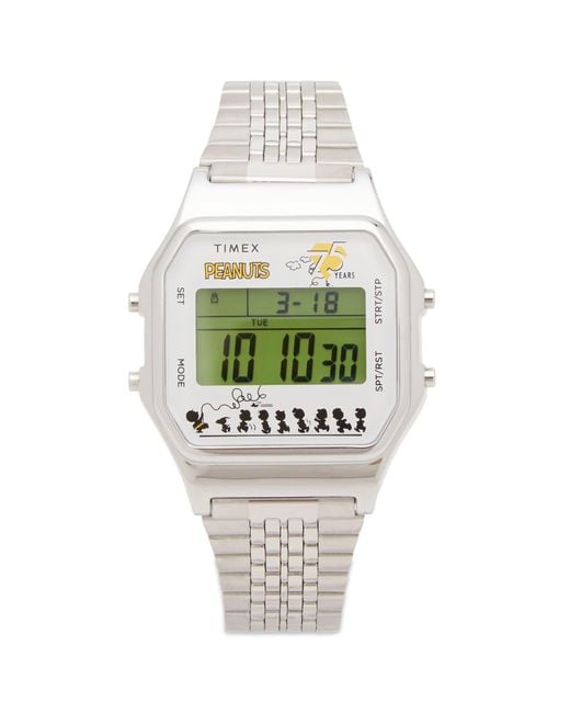 Timex X Peanuts 75Th Anniversary T-80 Watch in Metallic | Lyst UK