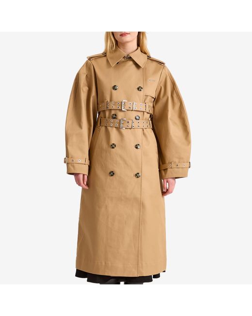 Ganni Bonded Trench Coat in Natural | Lyst