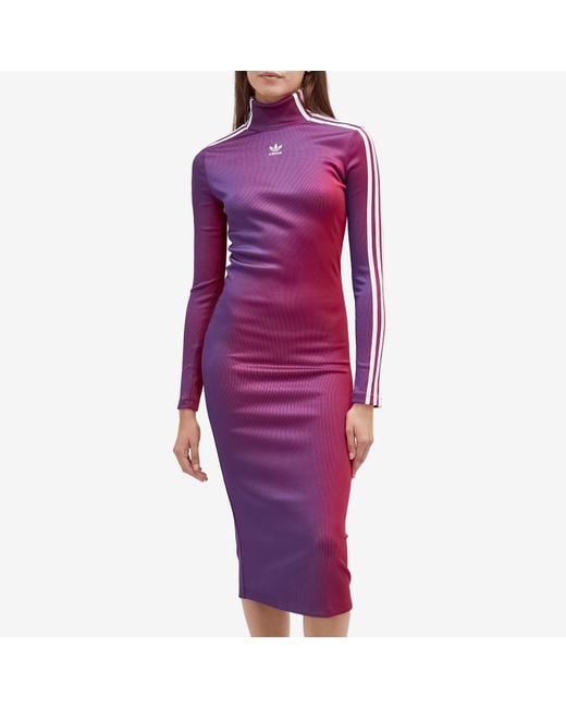 adidas Rasant Ribbed Longsleeve Dress in Purple | Lyst