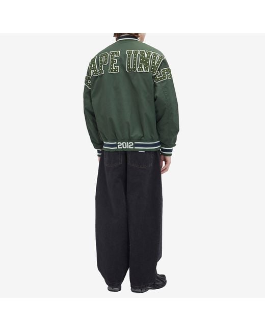 Aape By A Bathing Ape Aape Ice Hockey Varsity Jacket in Green for Men ...