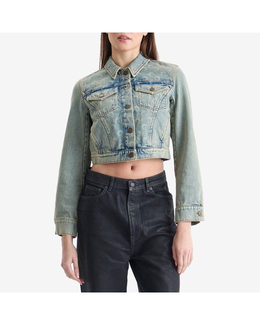 Marine Serre Moon Laser Denim Boxy Suit Jacket in Blue | Lyst