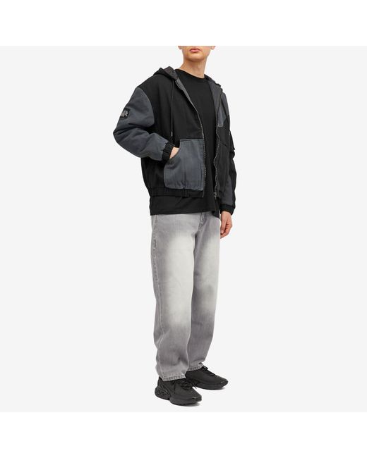 Dime Denim Panel Hooded Bomber Jacket in Black for Men | Lyst