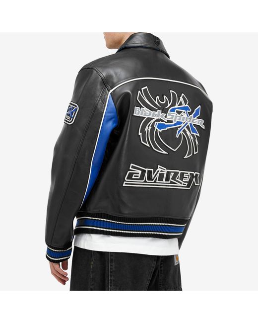 Avirex Spider Leather Jacket in Black for Men | Lyst