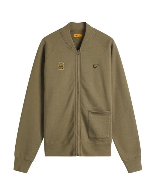 Human Made Heart Zip Jersey Bomber Jacket in Green for Men | Lyst
