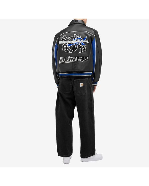 Avirex Spider Leather Jacket in Black for Men | Lyst