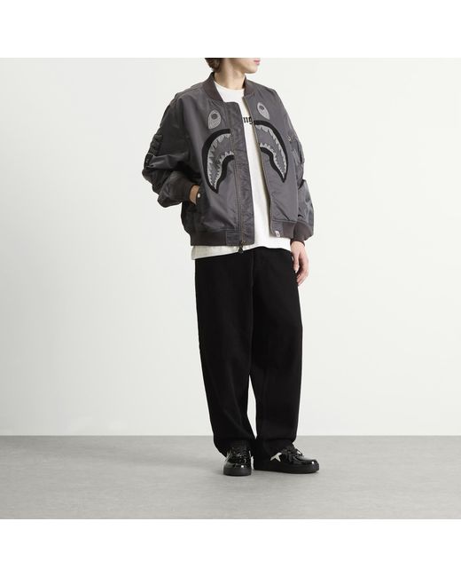 A Bathing Ape Tonal Shark Ma-1 Jacket in Grey for Men | Lyst UK