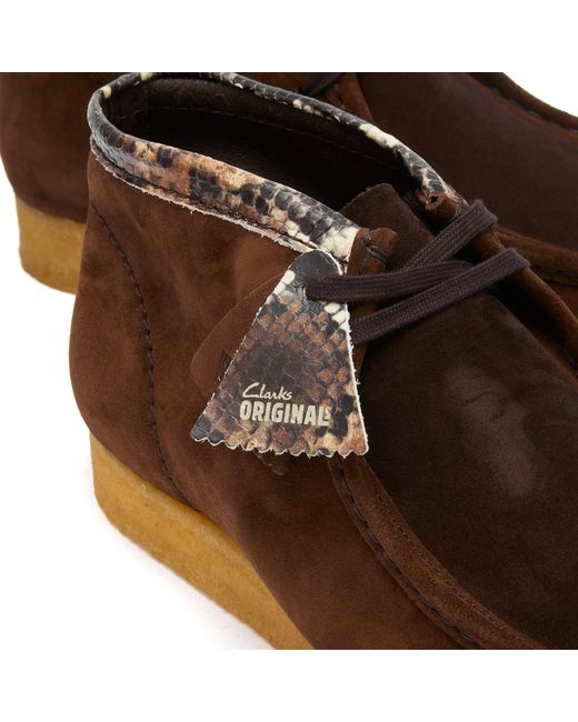Clarks Wallabee Boot Snake Combi in Brown for Men | Lyst