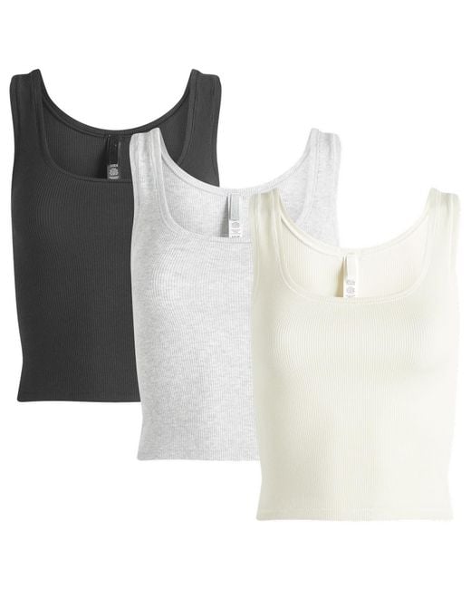 Skims Cotton Rib Bundle Tank in White | Lyst UK