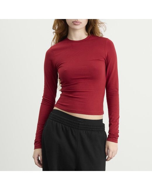 Skims Cotton Jersey Long Sleeve Top in Red | Lyst UK