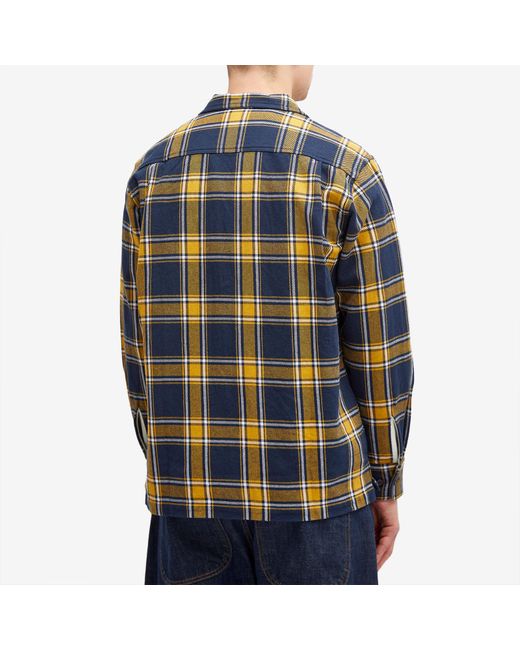 Universal Works Twill Check Utility Overshirt in Blue for Men | Lyst