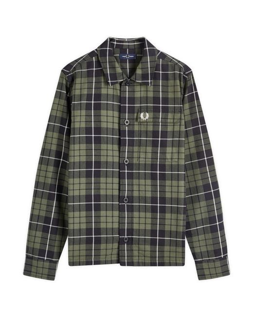 Fred Perry Check Overshirt in Gray for Men | Lyst