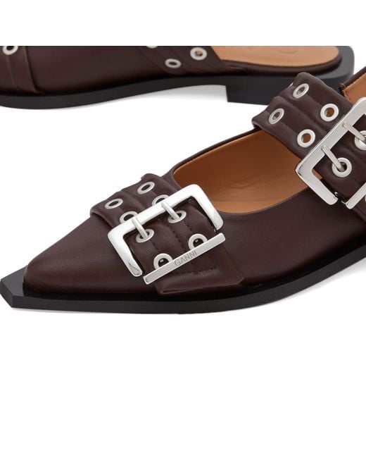 Ganni Ballerina Shoe in Brown | Lyst