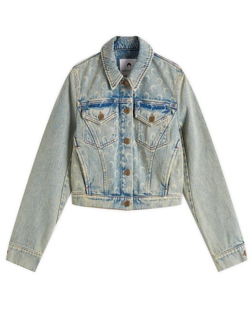 Marine Serre Moon Laser Denim Boxy Suit Jacket in Blue | Lyst