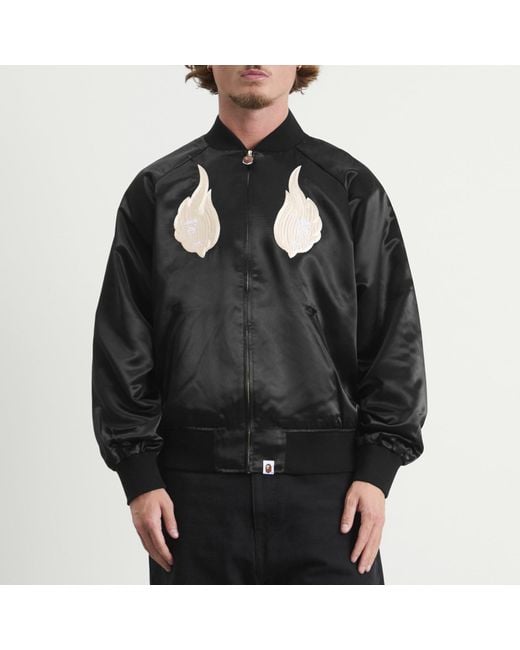 A Bathing Ape Skeleton Logo Souvenir Jacket in Black for Men | Lyst UK