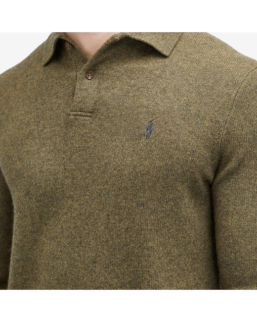 Polo Ralph Lauren Standard Fit Long Sleeve Knit Polo in Green for Men | Lyst