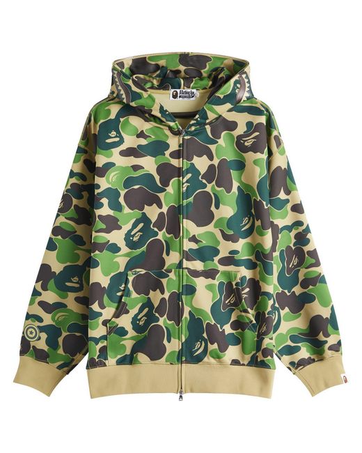 A Bathing Ape Abc Camo Rayon Shark Full Zip Hoodie in Green for Men | Lyst UK