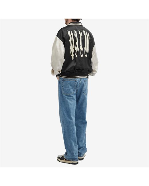 Palm Angels Gothic Logo Varsity Jacket in Black for Men | Lyst