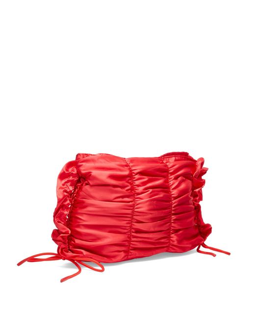 Damson Madder Ruched Satin Bag in Red | Lyst
