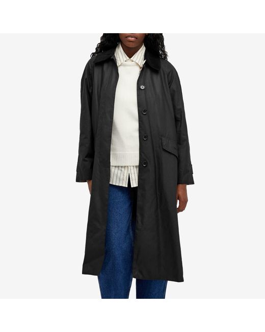 Barbour Long Waxed Cotton Jacket in Black | Lyst UK