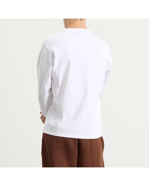 Les Tien Heavyweight Binded Classic Long Sleeve T-Shirt in White for ...